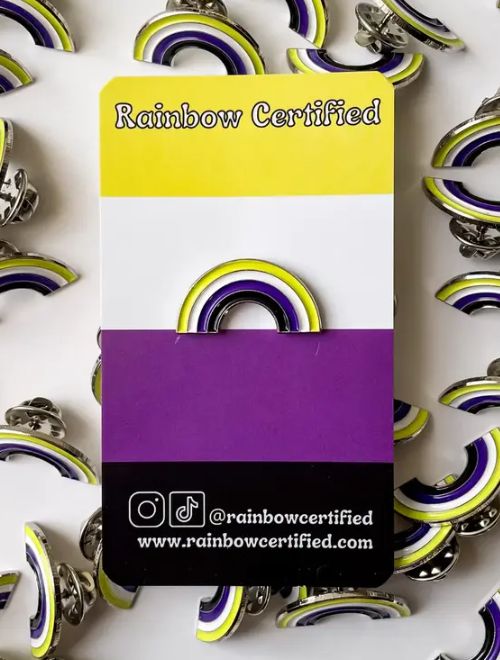 Non-Binary Rainbow Pin – Stroked Ego